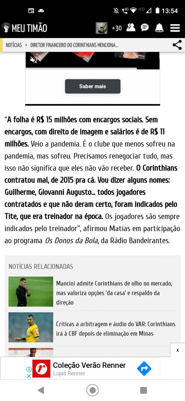 Diretor financeiro do clube: que fiasco é esse?