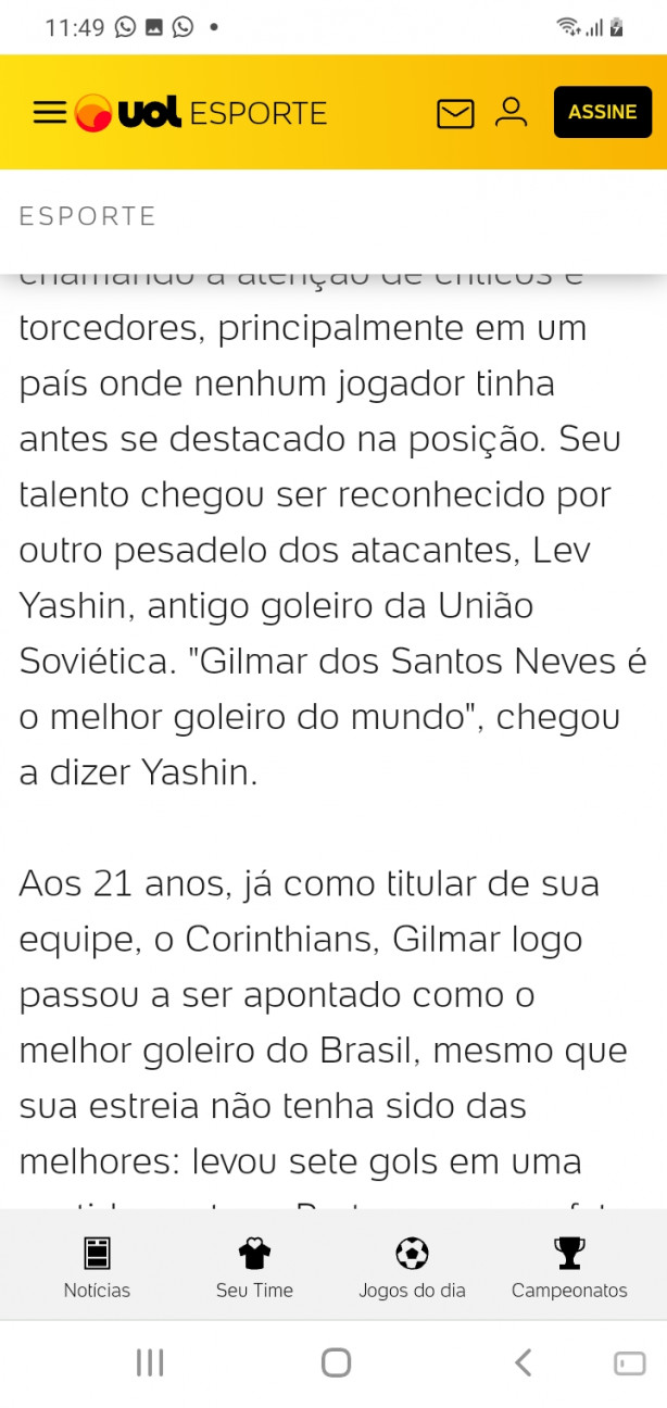 Levy Yashin (..) Gilmar é o melhor goleiro do mundo (...)