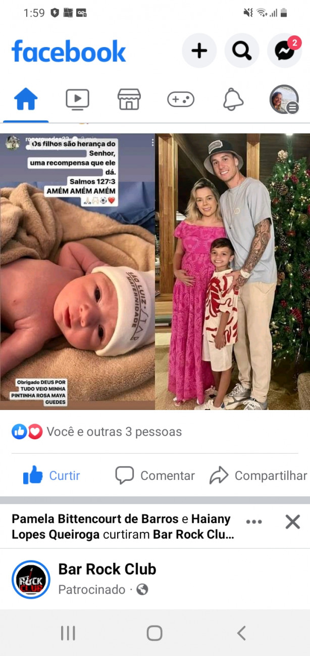 Nasceu a Maya, a filha do Róger Guedes. Parabéns