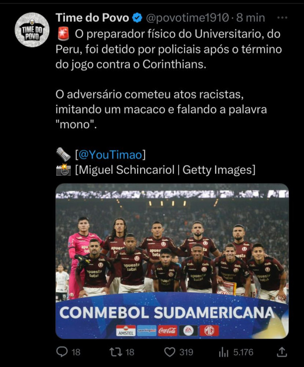 Vocês viram o reforço do Universitário do Peru?