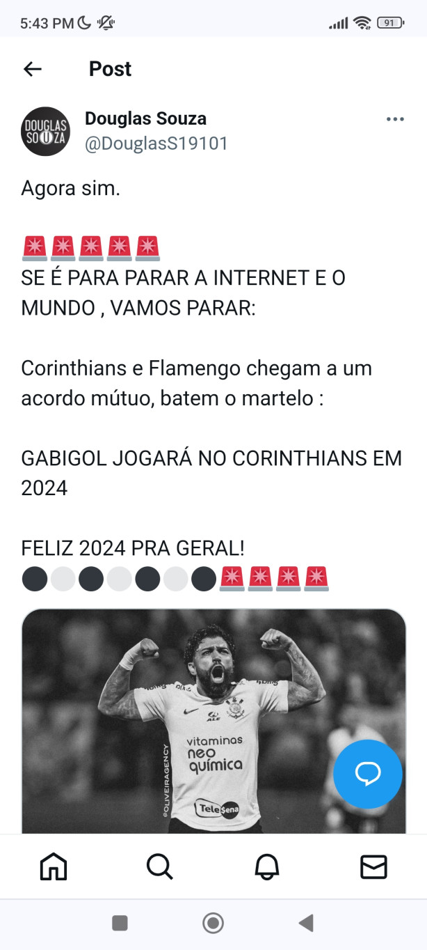 Douglas Souza no Twitter cravou