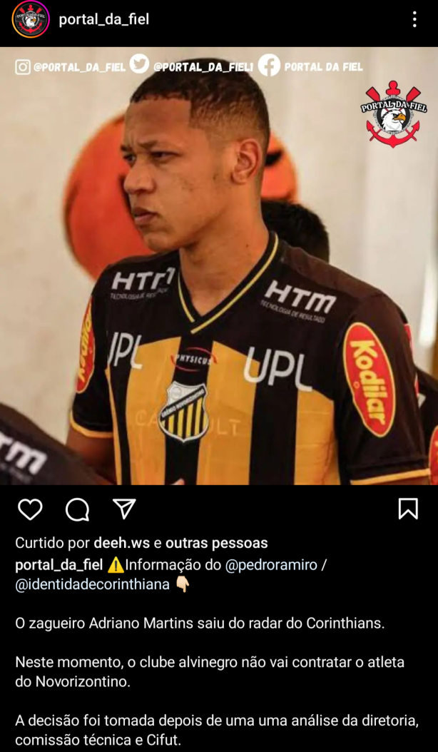 Post de Luan no fórum "Bate-Papo da Torcida" do Meu Timão
