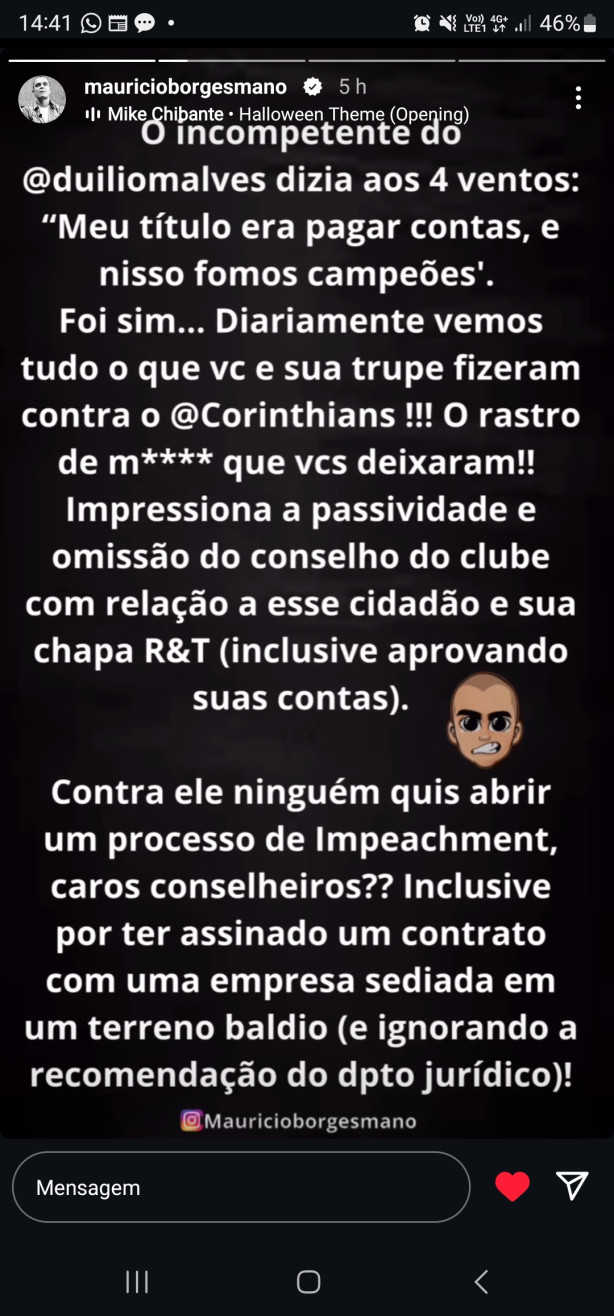 Concordo com o Mano e assino embaixo