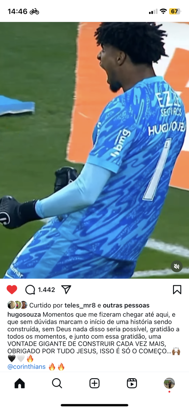 Hugo Souza em seu Instagram