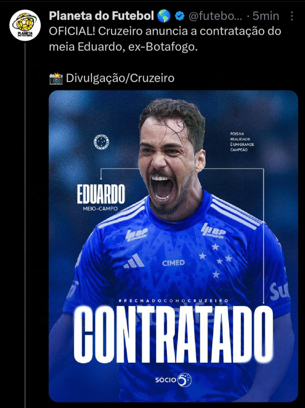 E o Cruzeiro hein, contratou mais um jogador de 35 anos