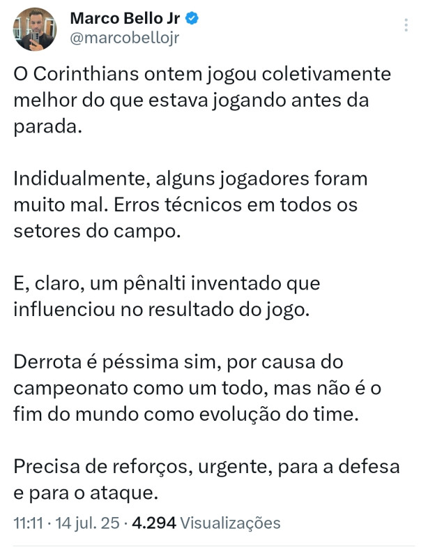 O Marco Bello disse exatamente o que eu penso