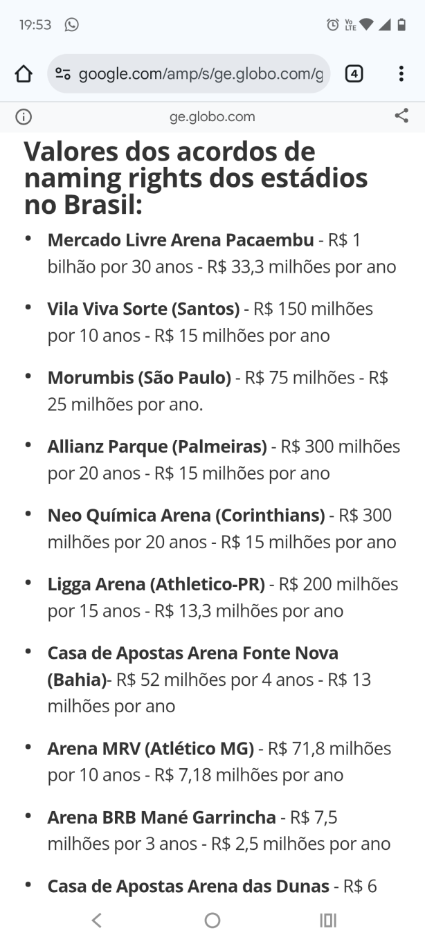 Sobre o possível naming rights