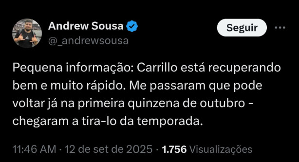 Notícia sobre o Carrillo!