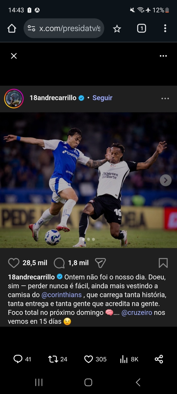 Fala sério em Carrillo...