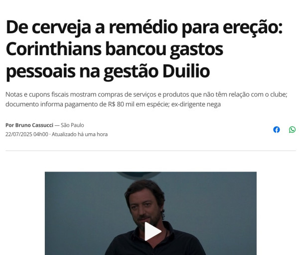 De cerveja a remédio para ereção: Corinthians bancou gastos pessoais na ...